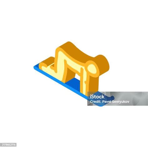 고양이 암소 포즈 Marjaryasana Bitilasana 요가 아이소 메트릭 아이콘 벡터 일러스트 레이 션 3차원 형태에