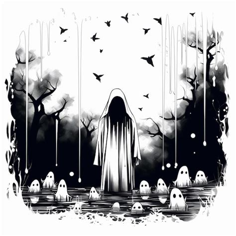 Premium Ai Image Scary Handdrawn Cartoon Ghost