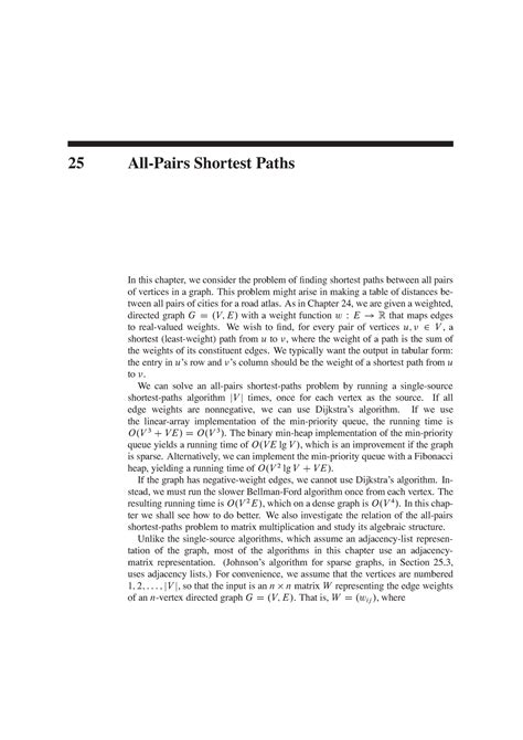 Chapter All Pairs Shortest Paths Shortest Paths In This Chapter
