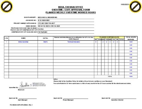 Ot Form Pdf