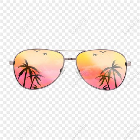 여름 일러스트 야자수 해변 실루엣 로맨틱 선글라스웨이브물결 Png 일러스트 무료 다운로드 Lovepik