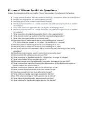 Lab13 Future Of Life On Earth Questions Docx Future Of Life On Earth