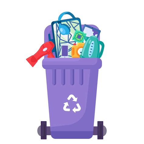 전송 가능한 전자 쓰레기통 이 넘쳐나고 있다 프리미엄 벡터
