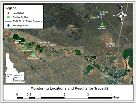 Location Of The LSRARD Shoshone Recharge Site And Dye Trace Sample
