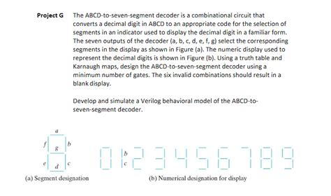 Solved Project G The ABCD To Seven Segment Decoder Is A Chegg