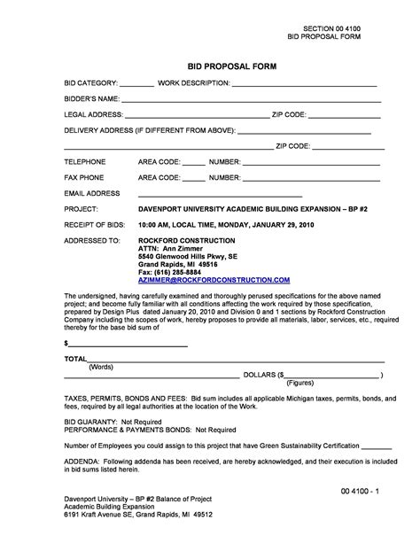 Bid Proposal Template Free For Your Needs