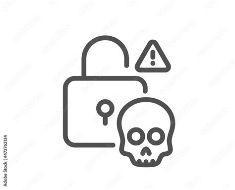 Cyber Attack Line Icon Ransomware Threat Sign Password Cracking