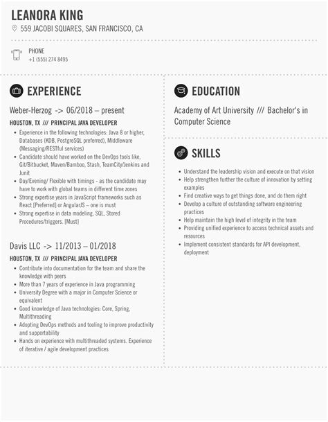 Principal Java Developer Resume Samples Velvet Jobs