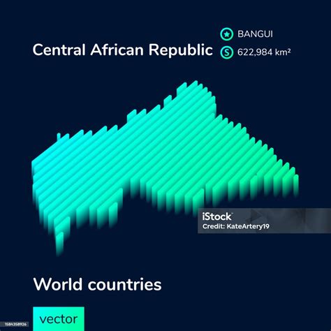 3d 효과가 있는 중앙아프리카공화국의 양식화된 줄무늬 벡터 지도 1980 1989 년에 대한 스톡 벡터 아트 및 기타 이미지 1980 1989 년 개념 국가 지도