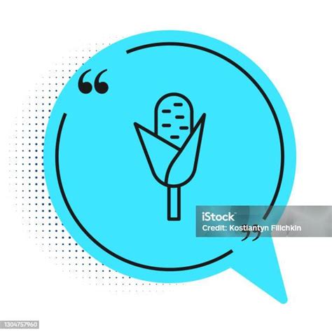 흰색 배경에 격리 된 검은 줄 옥수수 아이콘 파란색 음성 버블 기호입니다 벡터 건강한 생활방식에 대한 스톡 벡터 아트 및 기타 이미지 건강한 생활방식 건강한 식생활