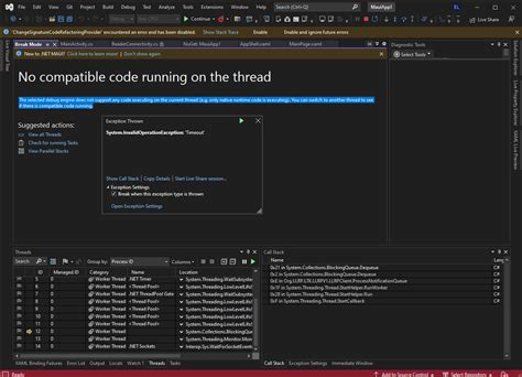 Android No Compatible Code Running On The Thread And Crash After Hit