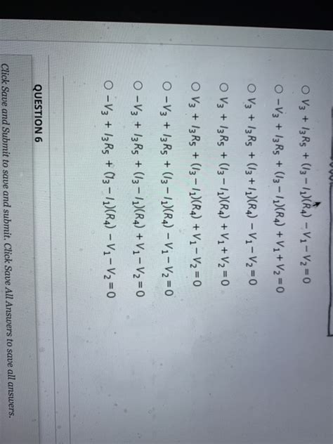 Solved Question 5 Select The Mesh Current Equation From The