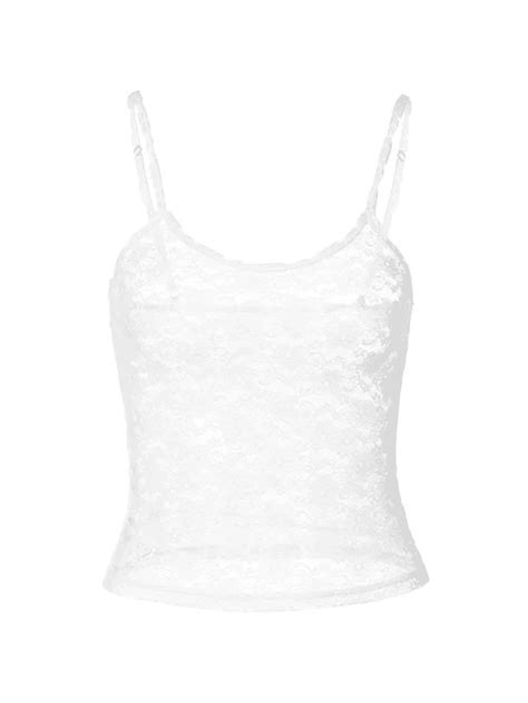 2023 White Sheer Lace Crop Cami Top White L In Cami Tops Online Store