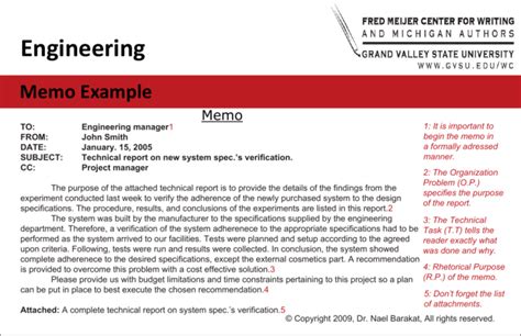 Engineering Memo System Specs Verification