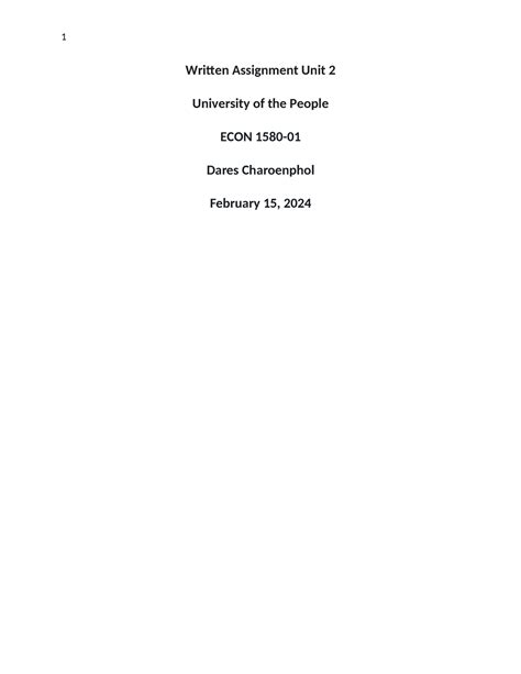 Econ Written Assignment Unit 2 Written Assignment Unit 2 University