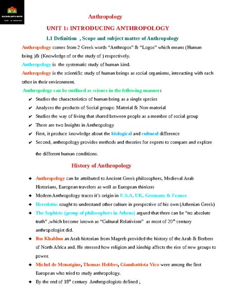 Anthropology 101 Unit 1 Introduction To The Study Of Humanity Studocu