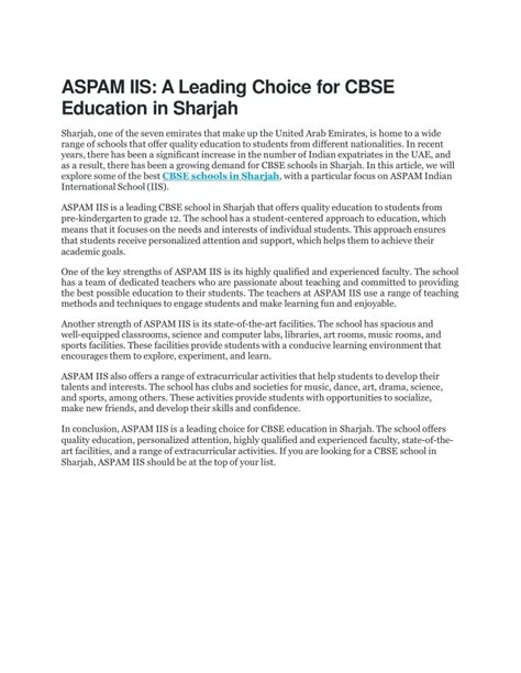 Ppt Aspam Iis A Leading Choice For Cbse Education In Sharjah