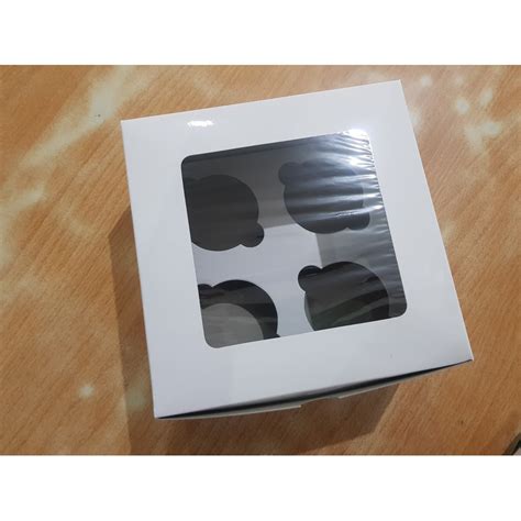 Jual Dus Cupcake Isi 4 Putih Packaging Box Kue Muffin Cake Box Shopee