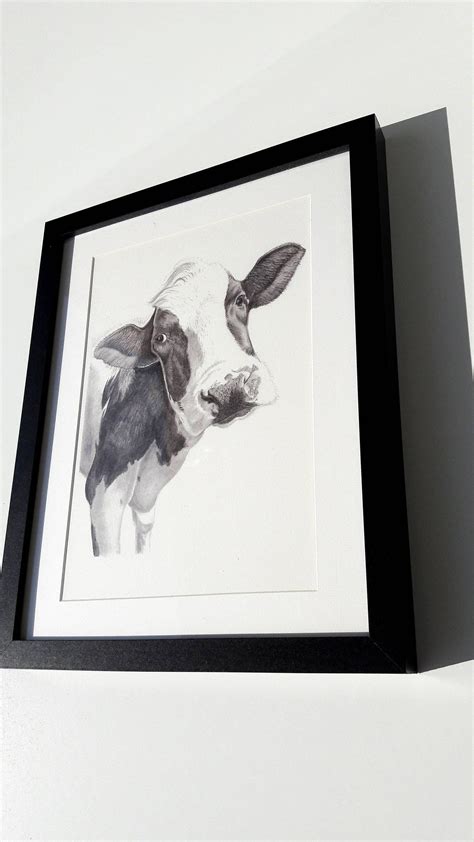 Cow Art Print Hand Drawn Animal Pencil Drawing A4 A5 Etsy