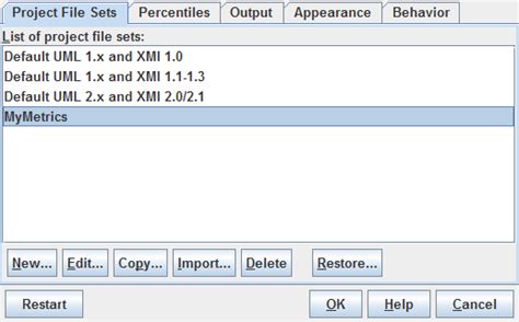 SDMetrics User Manual Project File Sets