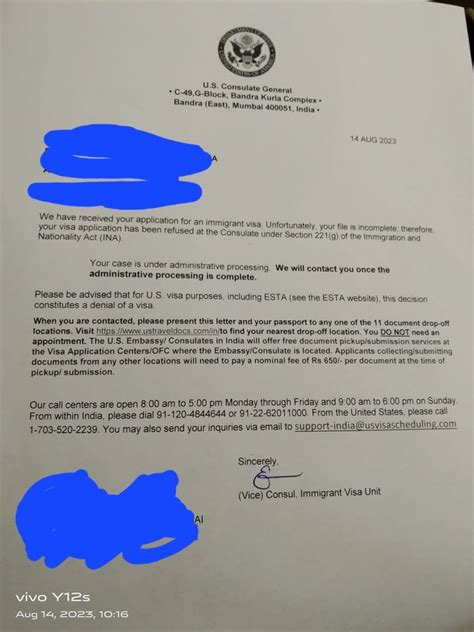 Cr 1 Visa Denied In Interview 221g White Slip Page 2 Ir 1 Cr 1