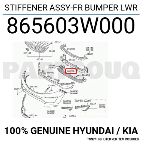 865603W000 Genuino Hyundai/Kia STIFFENER ASSY-FR PARACHOQUES LWR | eBay