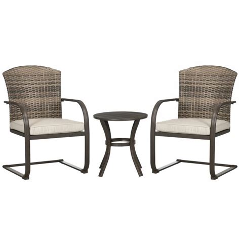 Outsunny Conjunto de Móveis de Jardim de Vime 3 Peças Móveis de