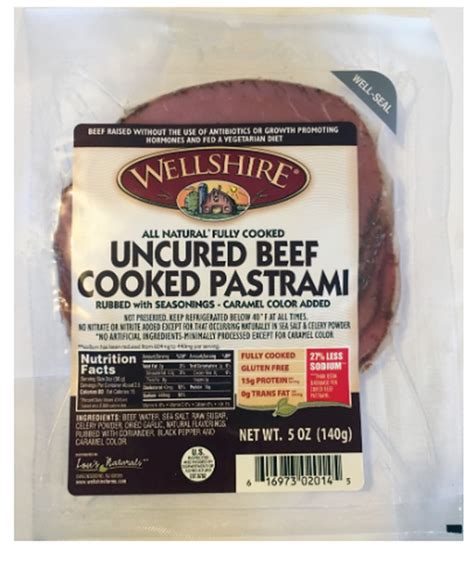 Wellshire All Natural Fully Cooked Uncured Beef Cooked Pastrami Food Library Shibboleth