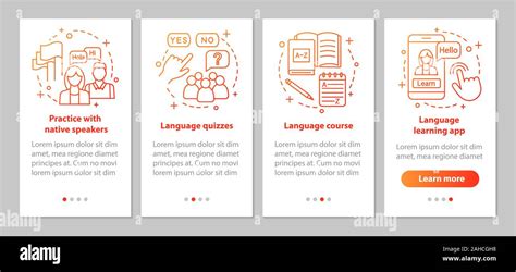 Language Learning Onboarding Mobile App Page Screen Vector Template Lessons With Tutor