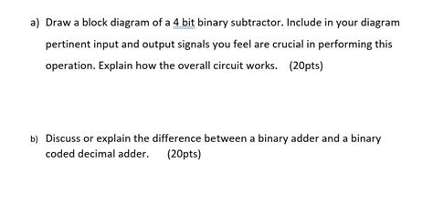 Solved A Draw A Block Diagram Of A Bit Binary Subtractor Chegg