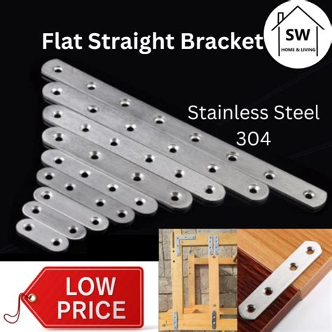 SW Stainless Steel Flat Straight Bracket Joining Bracket Sesiku Besi Cabinet Bracket Papan