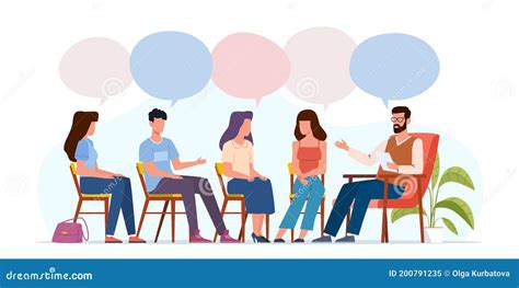 Group Therapy Addiction Treatment Concept Characters Counseling With