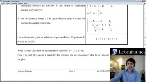 Systèmes Linéaires 3 4 Méthode du Pivot de Gauss Première S YouTube