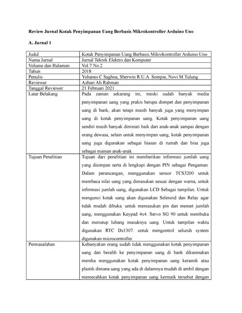 Jurnal Kotak Penyimpanan Uang Berbasis Mikrokontrolel Arduino Uno
