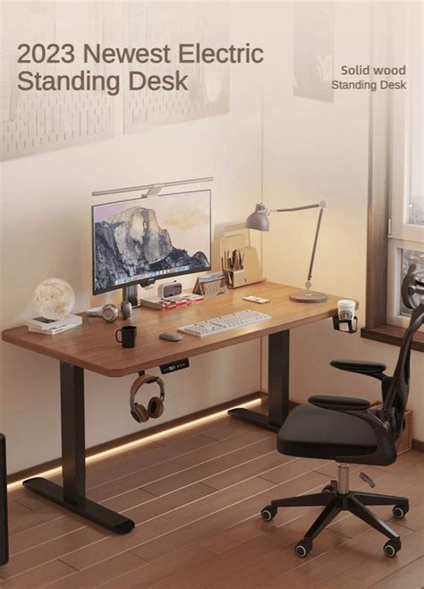 Minimalist Wooden Electric Standing Desk Work Table Zwob