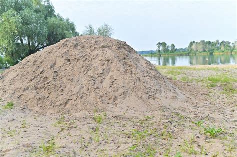A Pile Of Sand On The Riverbank Stock Image Image Of Industrial