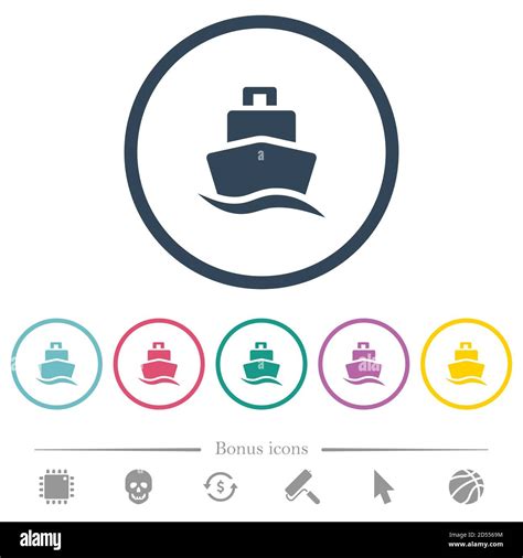 Cruise Ship Flat Color Icons In Round Outlines 6 Bonus Icons Included Stock Vector Image And Art