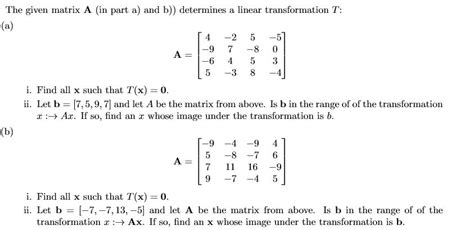 solved the given matrix a in part a and b determines a