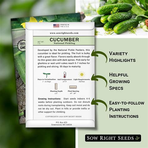 National Pickling Cucumber Seeds For Planting Great For Pickles Sow