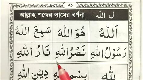 আল্লাহ শব্দের লাম ও ‘র হরফ পড়ার বিবরণ আল্লাহ শব্দের লামের বিবরণ