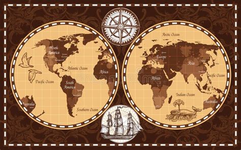 Retro World Map Stock Vector Illustration Of Journey 78998035