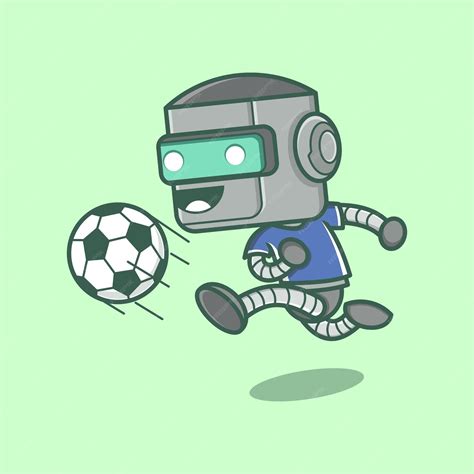 Premium Vector Cute Cartoon Robot Playing Soccer
