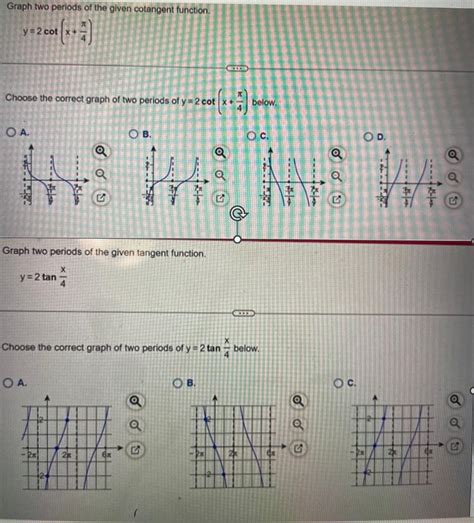 solved graph two periods of the given cotangent function