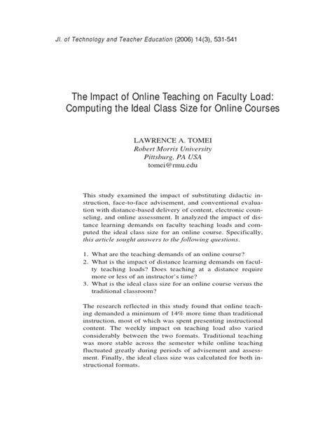 Online Faculty Load Pdf Educational Technology Distance Education