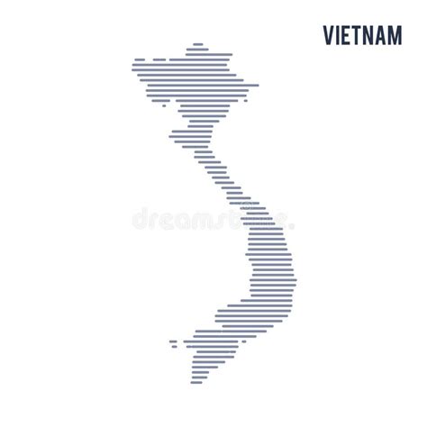 vector abstract hatched map of vietnam with lines isolated on a white
