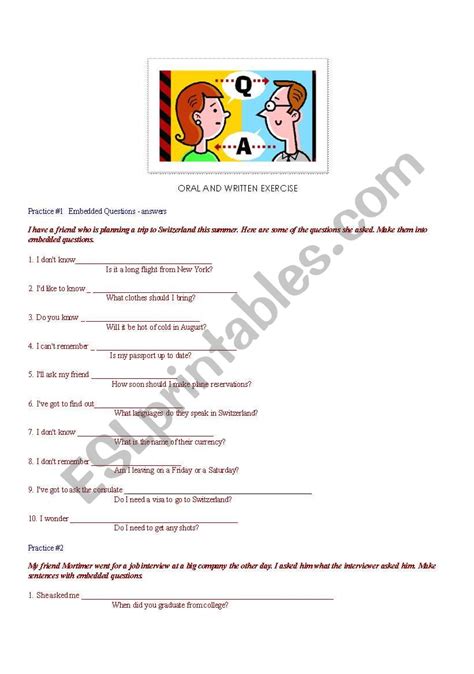 Embedded Questions Part 2 Esl Worksheet By Marija2m