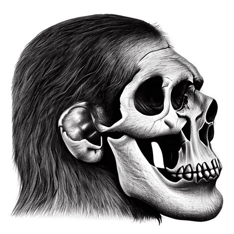 Angry Neanderthal Skull Facing Left · Creative Fabrica