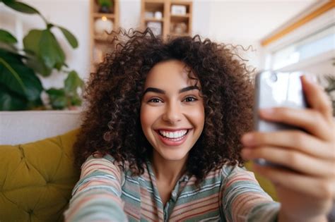 Premium Ai Image Happy Latin Woman Relaxing On The Sofa At Home
