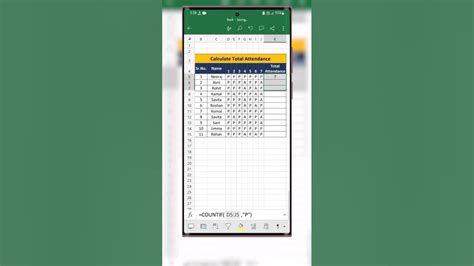 Calculate Attendance In Excel Hacks Excel Tutorial Excel Tricks Shorts Youtube