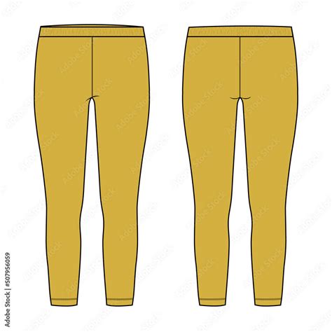 Slim Fit Leggings Pants Fashion Flat Sketch Vector Illustration